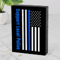 Support Local Police Thin Blue Line Wooden Box Sign | Zazzle