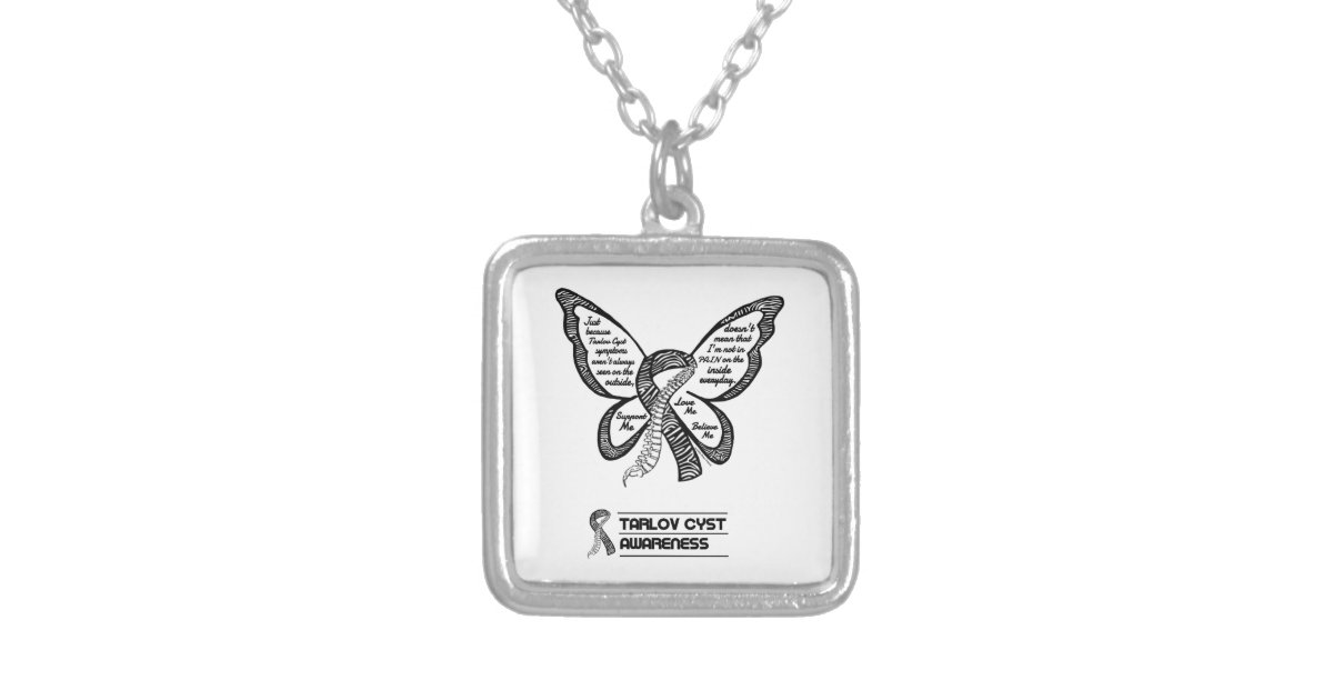Support/Love/Believe...Tarlov Cyst Silver Plated Necklace | Zazzle