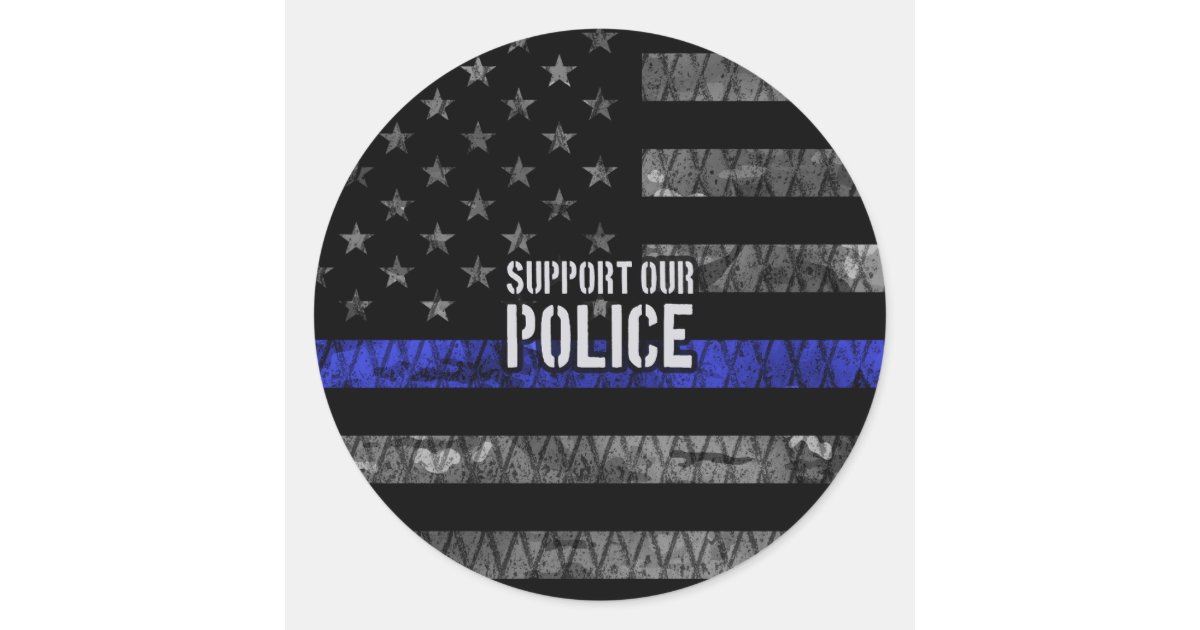 Support Our Police Distressed Flag Classic Round Sticker | Zazzle