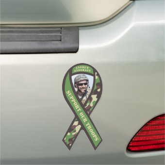 Support Our Troops Camouflage Camo Military Ribbon Car Magnet | Zazzle