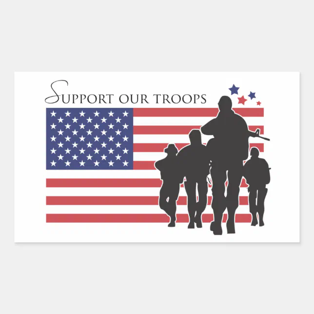 Support Our Troops Rectangular Sticker | Zazzle