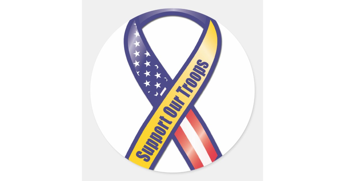 Support Our Troops Ribbon Classic Round Sticker | Zazzle