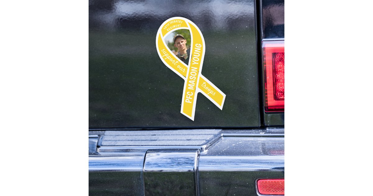 Support Our Troops Yellow Ribbon Photo & Name Car Magnet | Zazzle