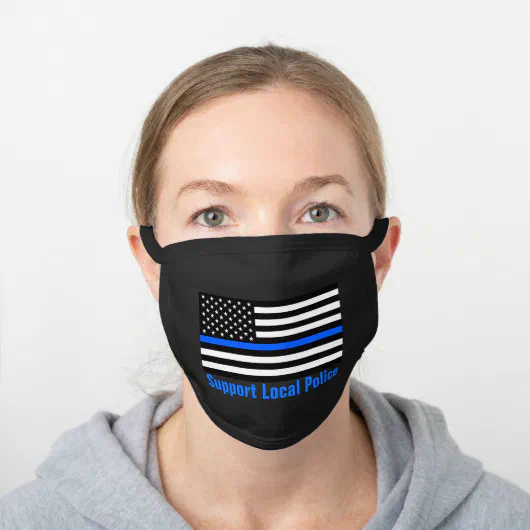Support Police Officers Thin Blue Line Black Cotton Face Mask | Zazzle
