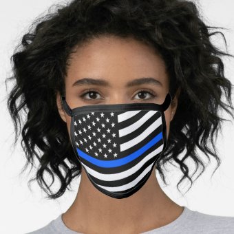 Support Police Officers Thin Blue Line Face Mask | Zazzle