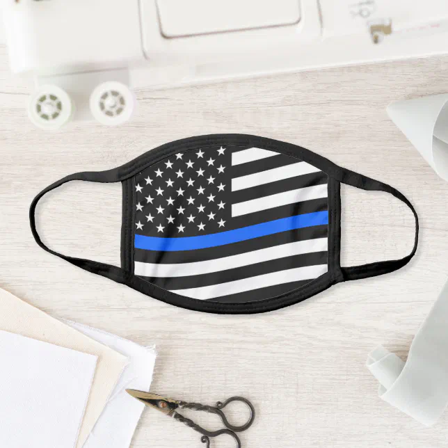 Support Police Officers Thin Blue Line Face Mask | Zazzle
