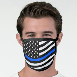 Support Police Officers Thin Blue Line Face Mask | Zazzle