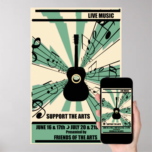 Support The Arts Live Music Poster | Zazzle