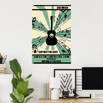 Support The Arts Live Music Poster | Zazzle
