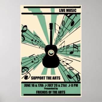 Support The Arts Live Music Poster | Zazzle