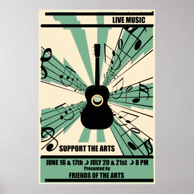 Support The Arts Live Music Poster | Zazzle