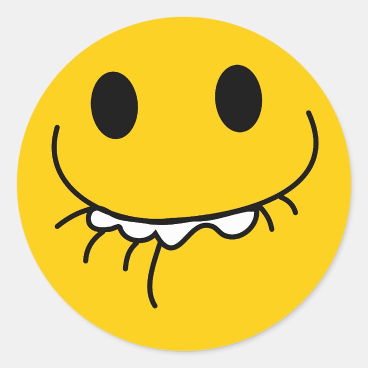 Suppressed laughing yellow face classic round sticker | Zazzle