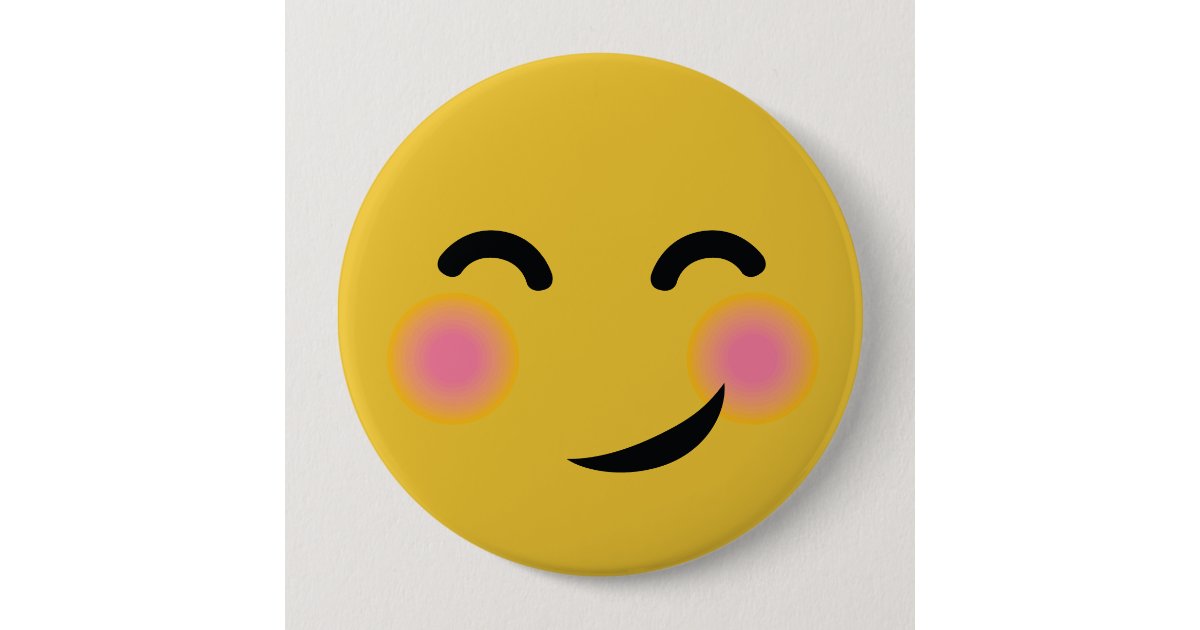 Supre cute blushing emoji button | Zazzle