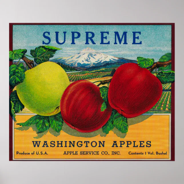 Supreme Apple Label - Washington State Poster | Zazzle