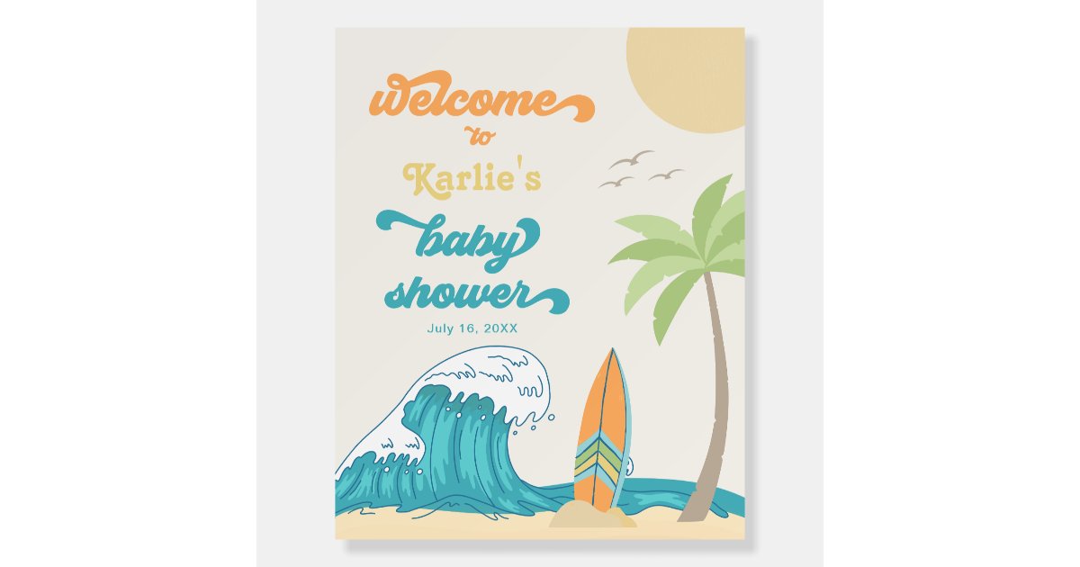 Surf Baby Shower Welcome Sign | Zazzle