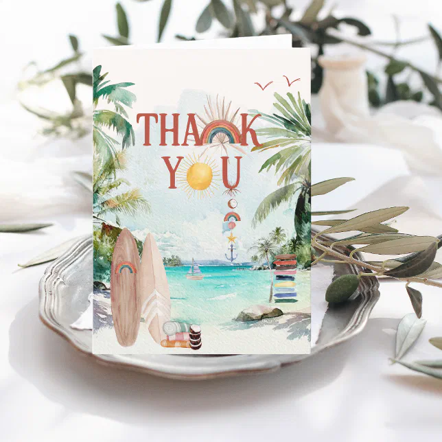Surf Beach | Boho Summer Thank You Card | Zazzle