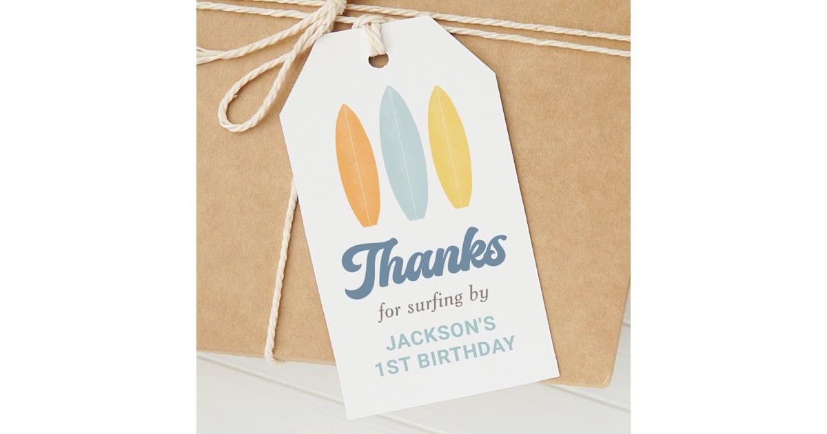 Surf Beach Kids Birthday Party Gift Tags | Zazzle