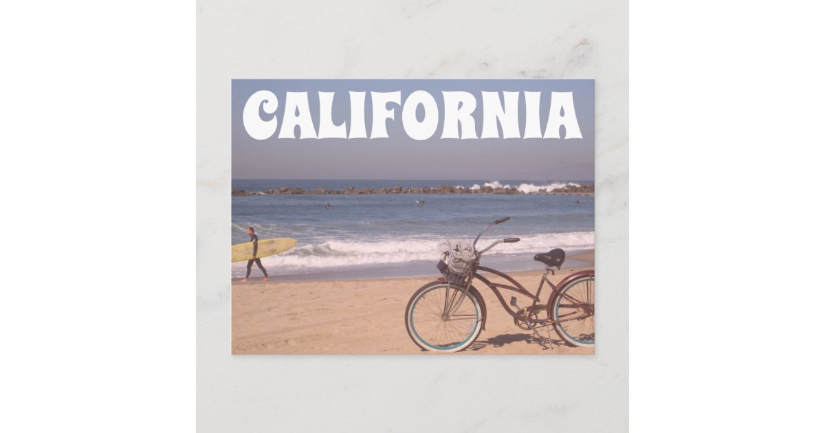 Surf Bicycle California Beach Postcard | Zazzle