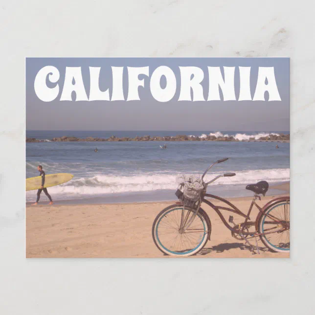 Surf Bicycle California Beach Postcard | Zazzle