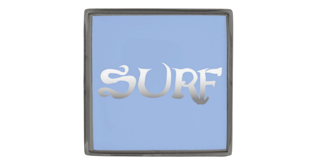 Surf blue gunmetal large square lapel pin | Zazzle