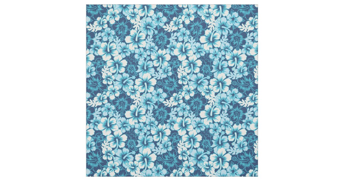 Surf Floral Hibiscus Pattern Fabric | Zazzle
