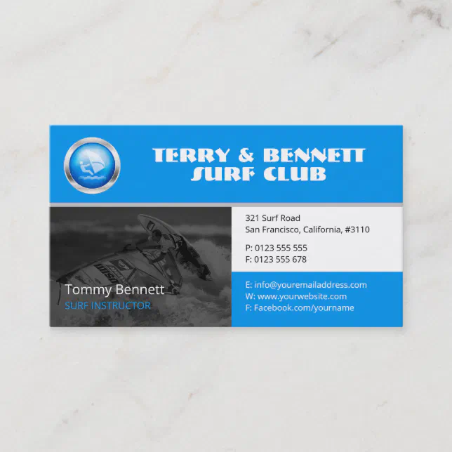 Surf Instructor | Surfboard Active Recreation Business Card | Zazzle