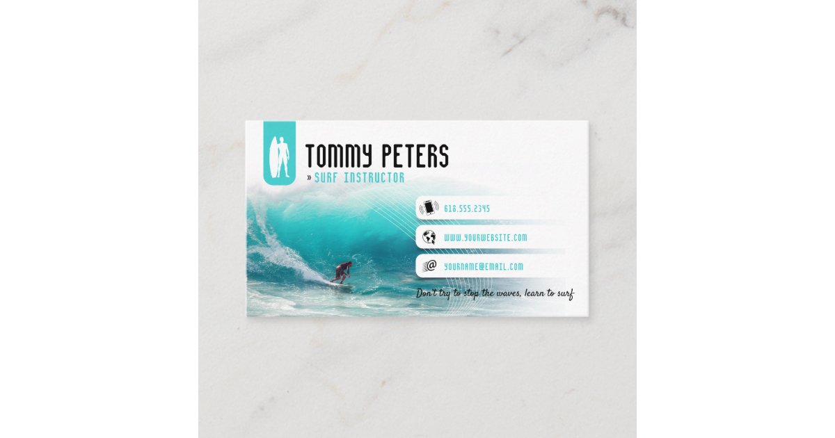 Surf Instructor | Surfboard Active Vacations Business Card | Zazzle