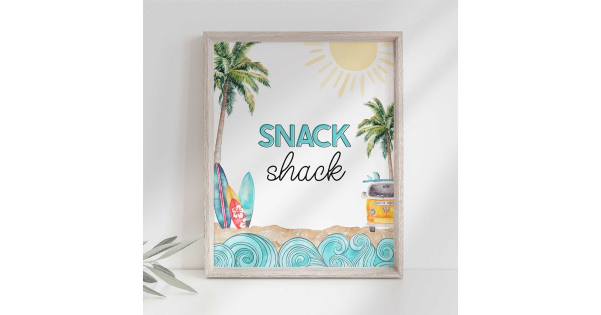 Surf Party Snack Shack Sign | Zazzle