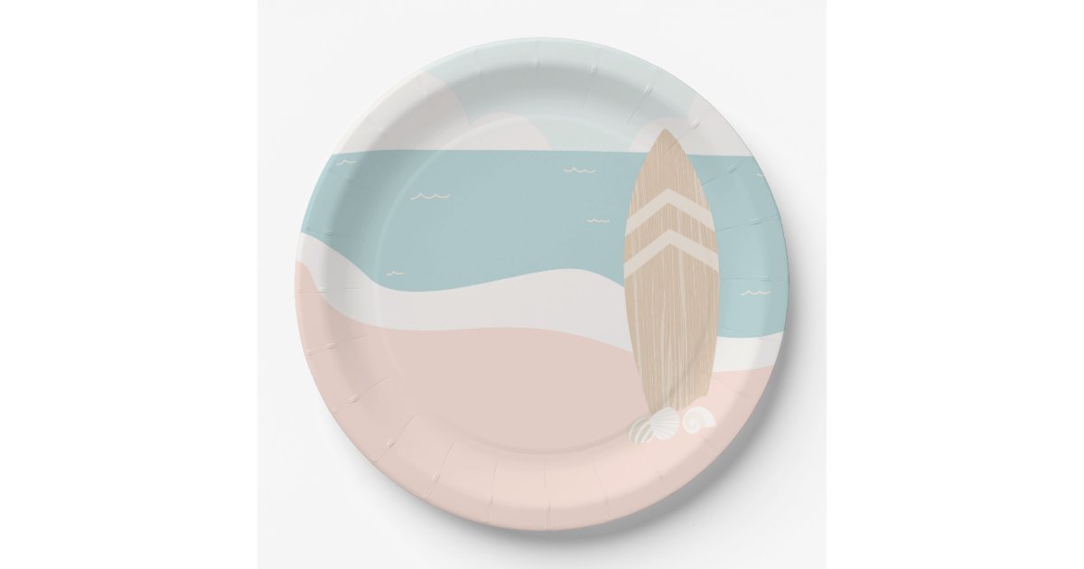 Surfboard Beach Baby Shower Paper Plates | Zazzle
