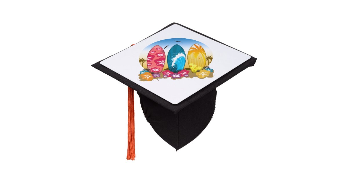 Surfboard Beach Graduation Cap Topper | Zazzle