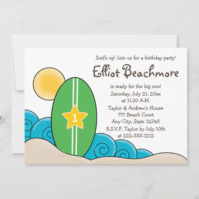 Surfboard Birthday Party for Kids (Any Age) Invitation | Zazzle