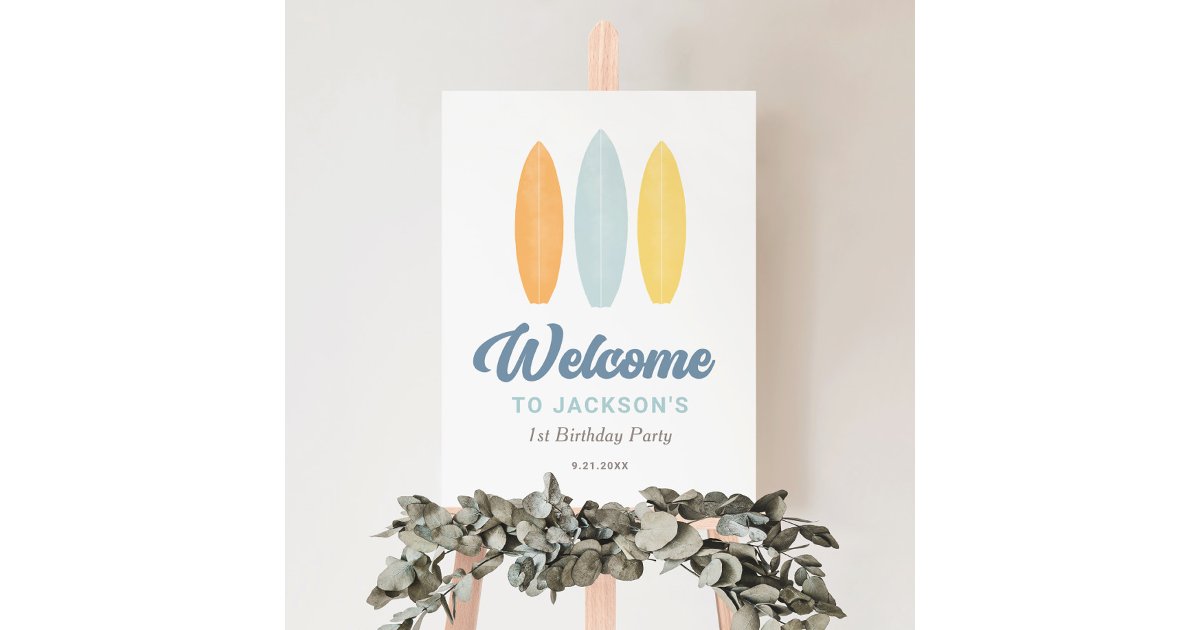 Surfboard Birthday Party Welcome Sign | Zazzle
