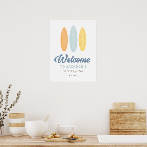 Surfboard Birthday Party Welcome Sign | Zazzle