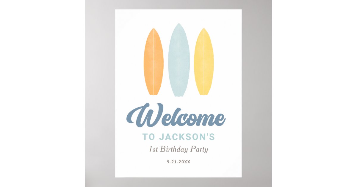 Surfboard Birthday Party Welcome Sign | Zazzle