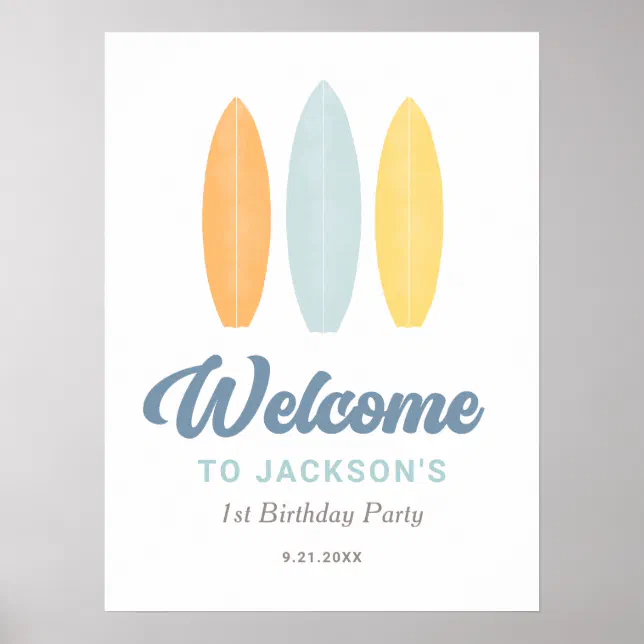 Surfboard Birthday Party Welcome Sign | Zazzle
