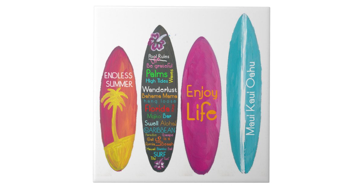 Surfboard Wall Aloha Ceramic Tile | Zazzle