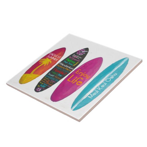 Surfboard Wall Aloha Ceramic Tile | Zazzle
