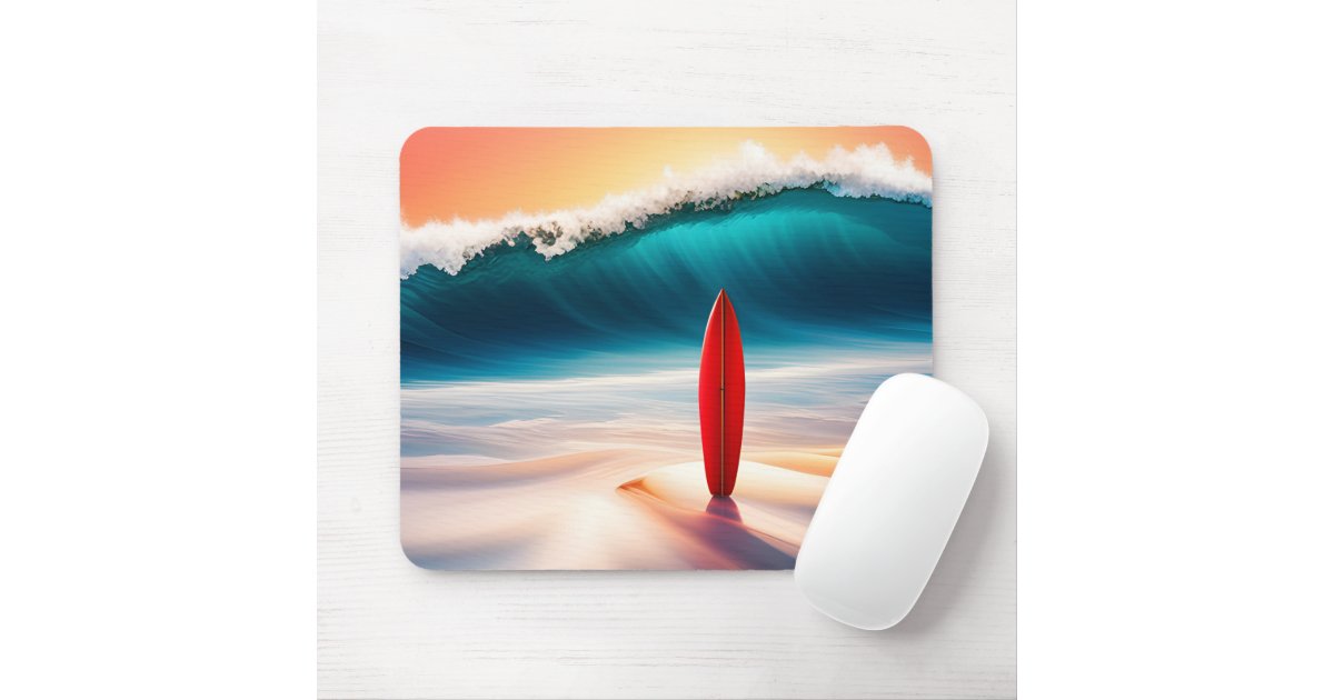 Surfboard With Big Wave Mouse Pad | Zazzle