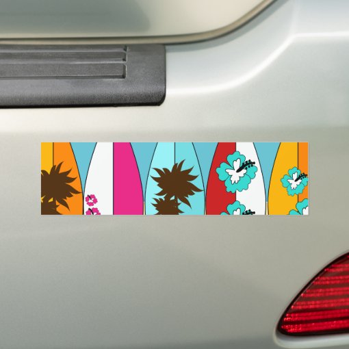 Surfboards Beach Bum Surfing Hippie Vans Bumper Sticker | Zazzle