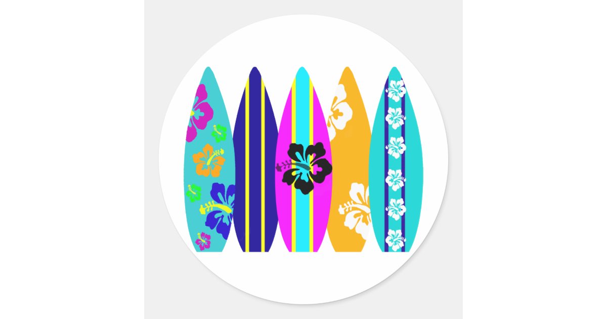 Surfboards Classic Round Sticker | Zazzle