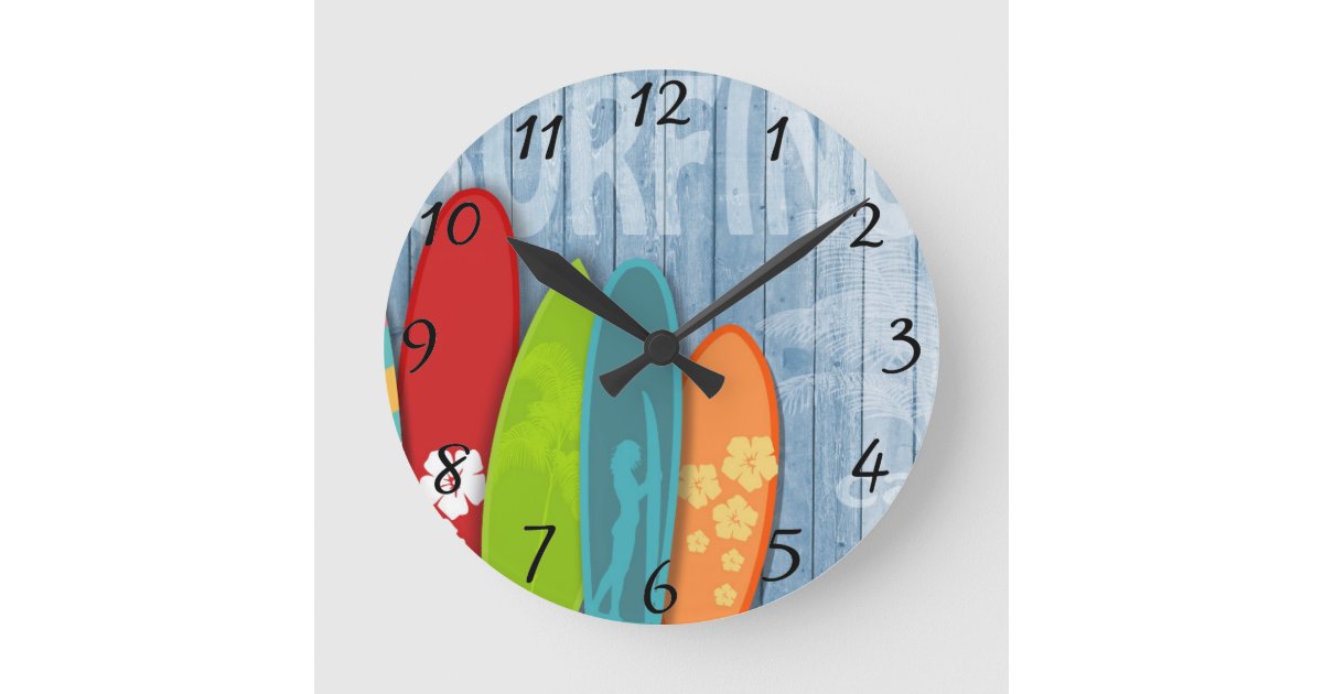 Surfboards Wall Clock | Zazzle