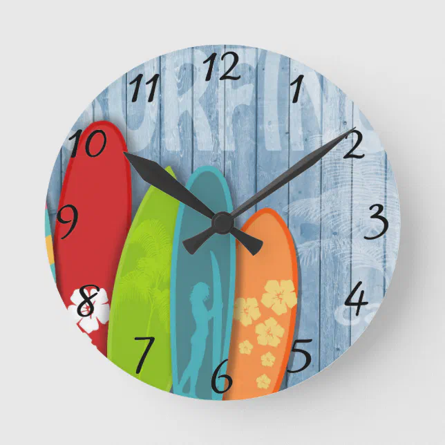Surfboards Wall Clock | Zazzle