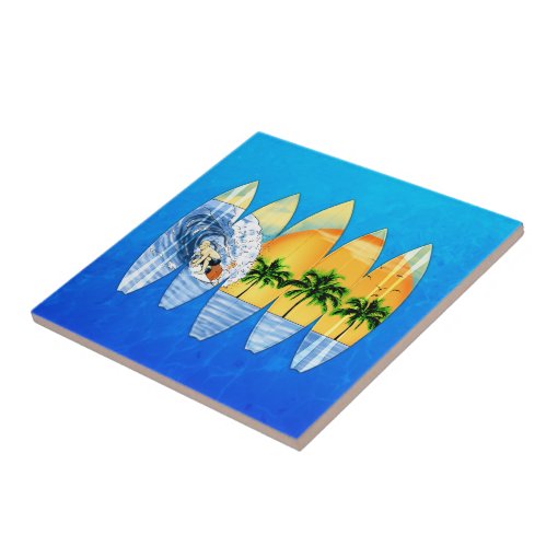 Surfer And Surfboards Ceramic Tile | Zazzle