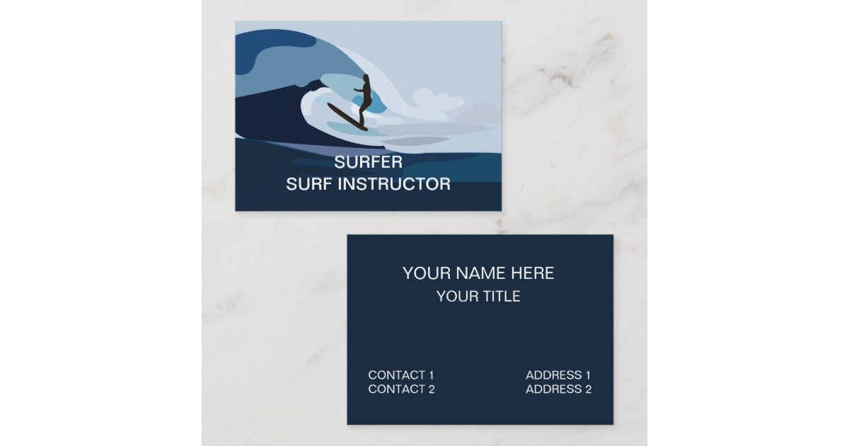 Surfer Beach Surfing Surf Instructor Business Card | Zazzle