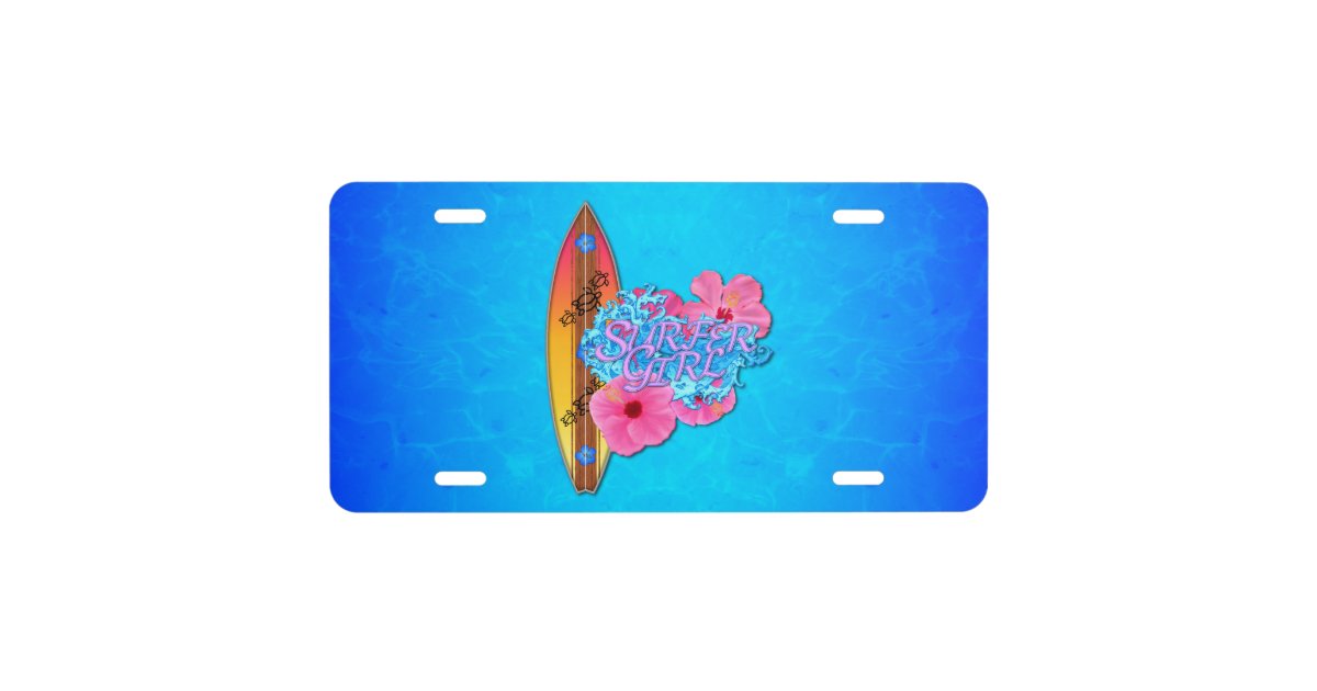 Surfer Girl License Plate | Zazzle