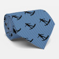 Surfer Motif - Guy on Surfboard on Blue Striped Neck Tie | Zazzle