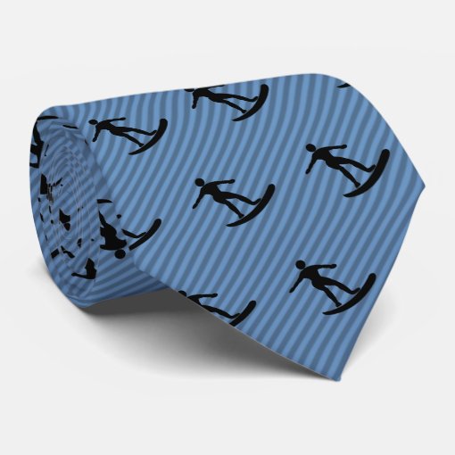 Surfer Motif - Guy on Surfboard on Blue Striped Neck Tie | Zazzle