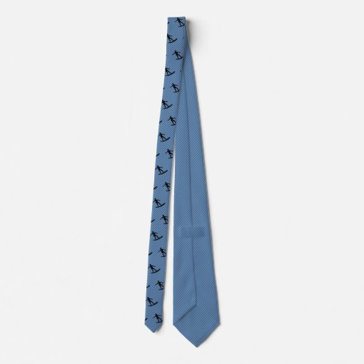 Surfer Motif - Guy on Surfboard on Blue Striped Neck Tie | Zazzle