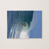 Surfer surfing large blue reef wave jigsaw puzzle | Zazzle