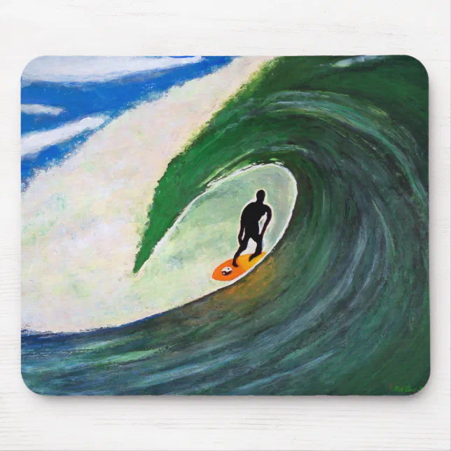 Surfer Surfing The Tube wave in Hawaii Mousepad | Zazzle